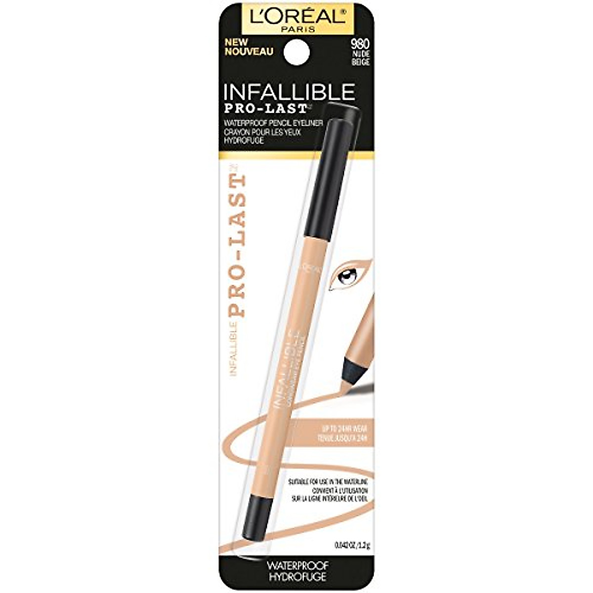 L'Oreal Infallible Pro-Last Waterproof Pencil Eyeliner, Nude 0.042 Ounce (1 Count)