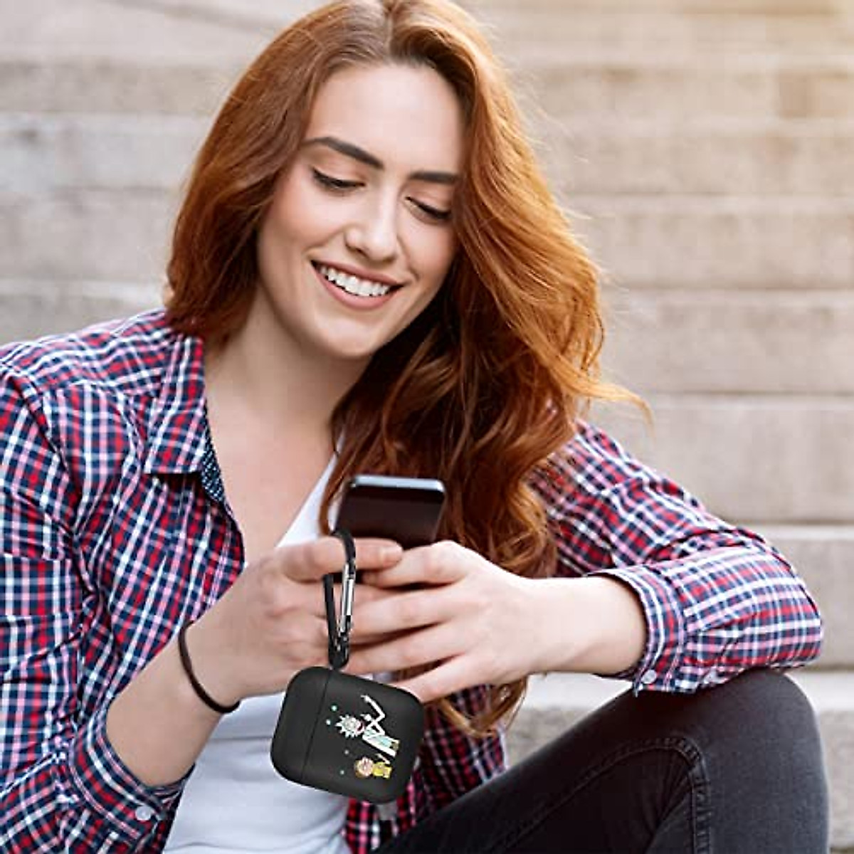 Cute AirPods Case with Keychain, Soft Funny Cartoon Protective TPU Cover Compatiable with AirPods 2nd & 1st Generation Case