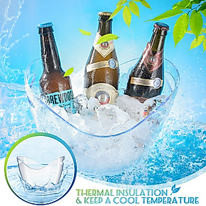 Plastic Clear Ice Bucket with Ice Scoops Clear Acrylic Ice Tub Plastic Wine Bucket Party Beverage Chiller Bin Parties Ice Bucket for Wine Champagne or Beer (6 Pieces, 4 Liters)