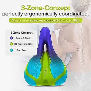 VELMIA Bike Seat Designed in Germany, Made of Comfy Memory Foam I Bicycle Seat for Men and Women, Waterproof Bike Saddle with Smart Zone-Concept I Exercise Bike Seat, Seat for BMX, MTB & Road