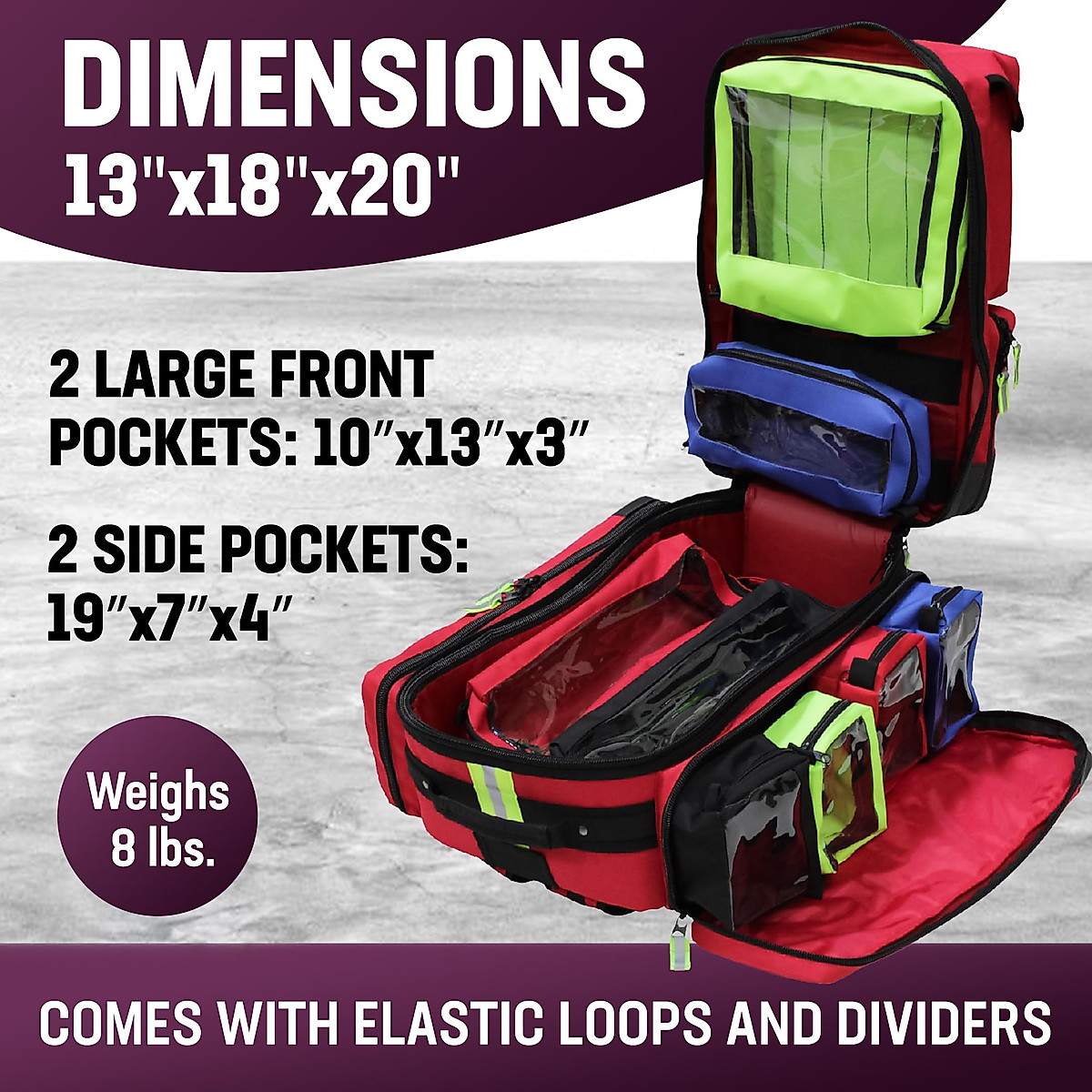 Ultimate EMS Backpack Has place for 'D' O2 Cylinder (not included)