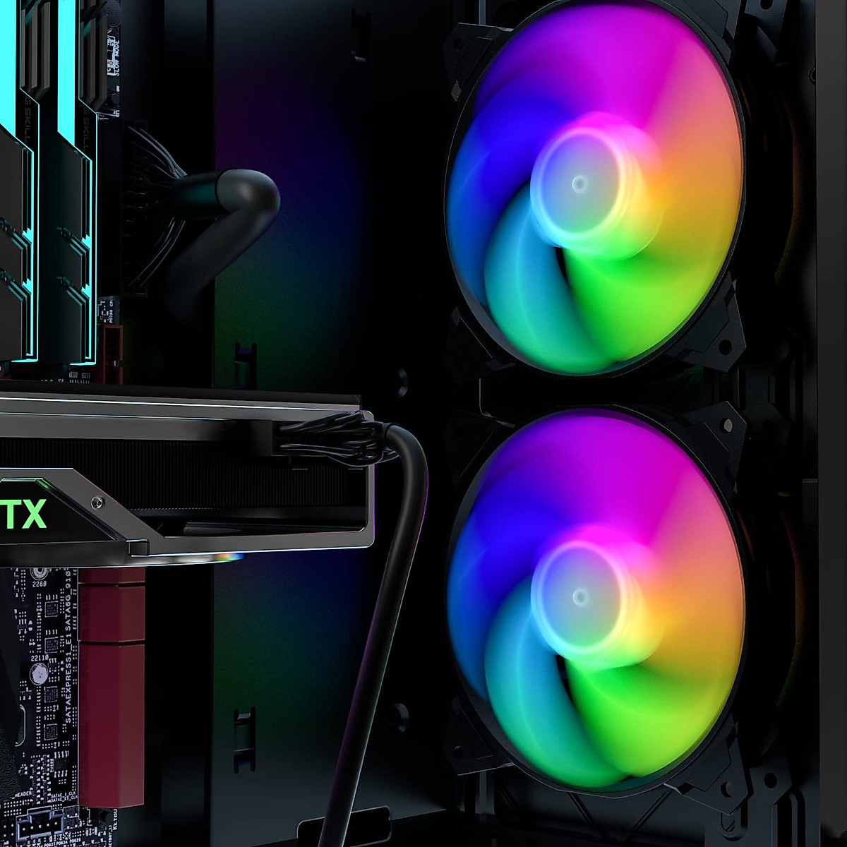 upHere 120mm 5V 3PIN Addressable RGB Case Fan Motherboard Sync Adjustable Colorful LED Fans with Controller 5x120mm PWM Fans PF1207-5