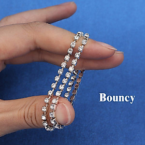 Suyi Crystal Ankle Bracelet for Women Diamond Tennis Stretch Anklets Elastic Foot Chain 3Pcs Silver