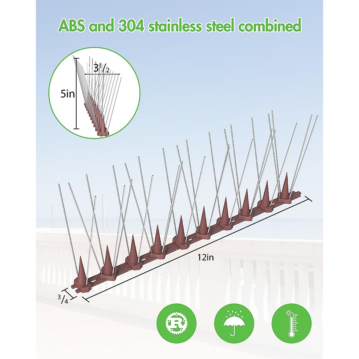 CIIC Bird Spikes, 16 Pack Stainless Steel Anti Bird Spikes, Bird Deterrents for Outside Pigeon Spikes, Bird Repellent Devices for Garden Fence Wall Coverage 16.4 Feet