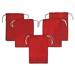 Reusable Eco friendly RED COLOR Cotton Thick Double Drawstring Muslin Bags "premium quality"-25 count pack (12 x 16)