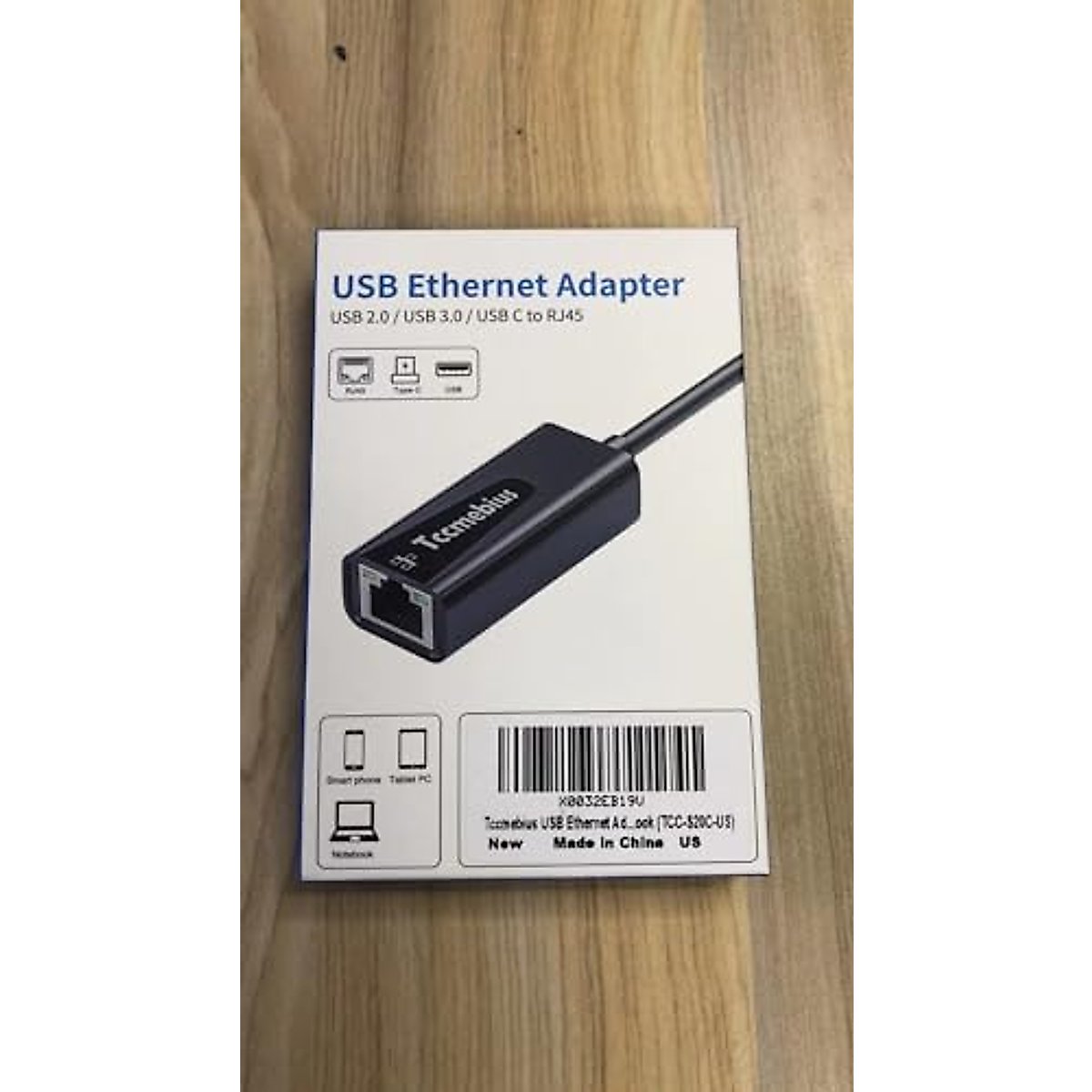 Tccmebius USB C Ethernet Adapter, USB C to 10 100 RJ45 Network Adapter LAN Wired Adapter, for MacBook Pro/Air, iPad Pro, Dell XPS, MateBook, Smartphone, Compatible Windows 7/8/10, Mac OS (TCC-S20C)