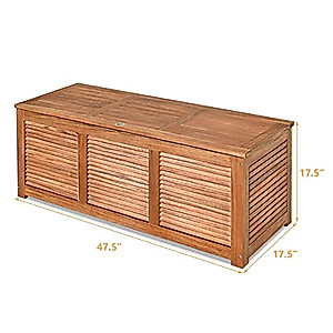 Safstar Outdoor Storage Box, 47 Gallon Acacia Wooden Deck Box for Toys/Tools/Sports Supplies, Patio Storage Bench, Outdoor Storage Bench for Garden Backyard Deck, 47.5 x 17.5 x 17.5 Inches (Natural)
