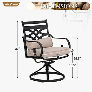 Sophia and William Patio Swivel Dining Chairs Set of 2, Outdoor Metal Armchairs, Outdoor Dining Chairs