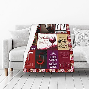 Red Wine Blanket Women Gifts Grapes Throw Blankets Plush Cozy Flannel Fleece Ultra Soft Fuzzy Party Blanket for Girls Men Boy Kids Adult 50"X40"