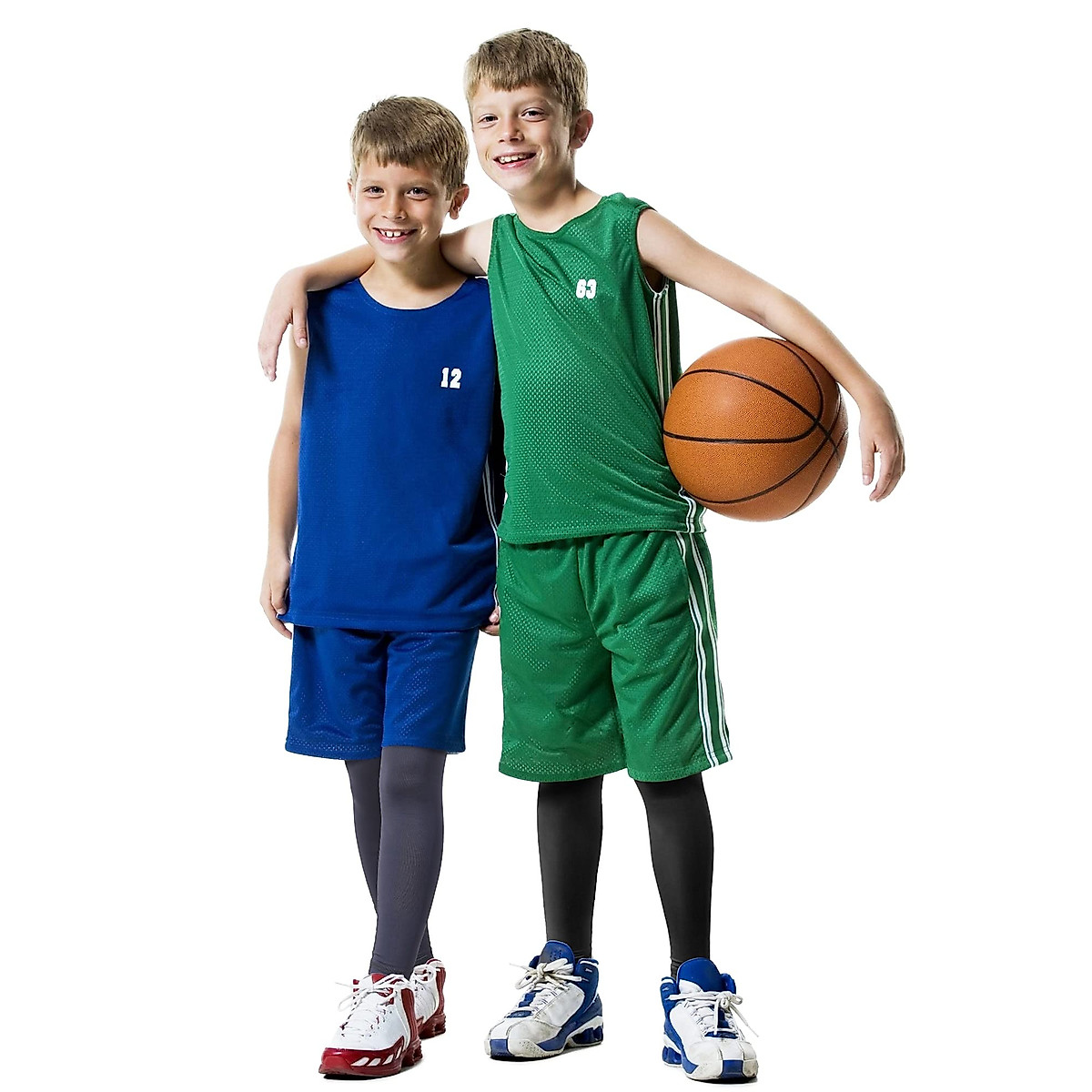 Roadbox Boys Compression Pants - 2 Pack Youth Athletic Tights Sports Leggings Kid Boys Spandex Base Layer Underwear for Basketball Football Running Blackwhite