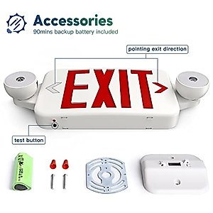 FREELICHT 12 Pack Exit Sign with Emergency Lights, Two LED Adjustable Head Emergency Exit Light with Battery, Exit Sign for Business