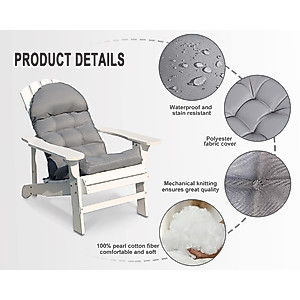 COSNUOSA 2 Pcs Rocking Chair Cushion High Back Adirondack Chair Cushion Waterproof Patio Cushions for Outdoor Furniture Light Gray