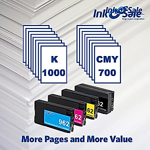 INK E-SALE Remanufactured 962 Ink Cartridge Replacement for HP 962 962XL Ink Cartridge 4-Pack for use with HP OfficeJet Pro 9010 9012 9014 9015 9016 9018 9020 9025 9026 902x Printer