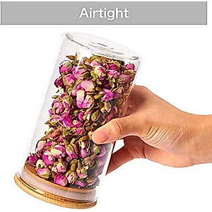 Glass Food Storage Jars Containers, Glass Storage Jar with Airtight Bamboo Lids Set of 6 Kitchen Glass Canisters For Coffee, Flour, Sugar, Candy, Cookie, Spice and More 32 oz