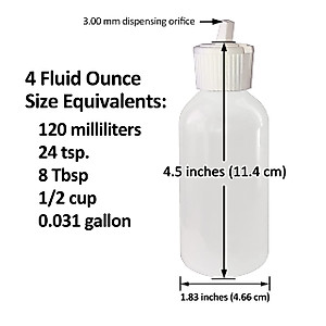 510 Central Boston Round Flip Top Pour Spout Cap 120mL (4oz, 2 Pack) LDPE Plastic Bottle Made In USA