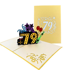 ALPHAK Happy 79th Birthday 3D Pop Up Card, Birthday 3D Greeting Card, 79th Birthday Gifts