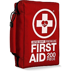 Swiss Safe 2-in-1 First Aid Kit for Car, Travel & Home, Businesses - Bonus Mini Kit for Medical Emergency Aid, Survival, Camping - FSA & HSA Eligible - 200 Pcs, Medium FAK