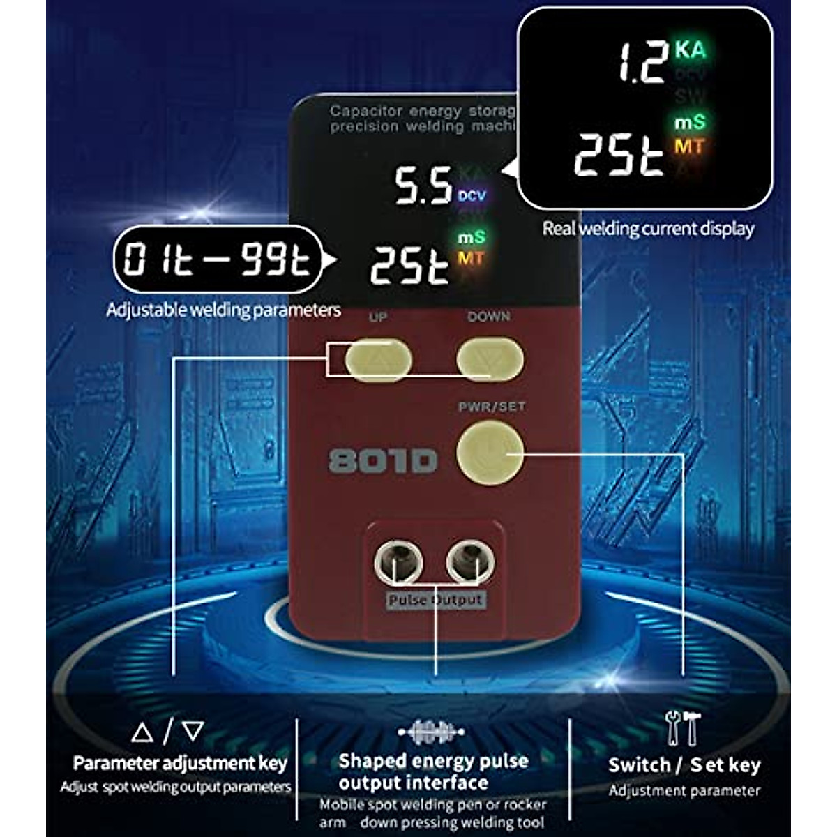 RCBDBSM Battery Spot Welder, 12 KW Capacitor Energy Storage Pulse Welding Machine, Portable Energy Storage Pulse Welding Machine for Battery Pack 18650 14500 Lithium Batteries