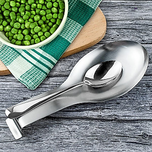 1 PCS Stainless Steel Spoon Rest, Spoon Holder for Stove Top, Utensil Spoon Rest Holder, kitchen utensils Holder for Ladles, Spatula, Cooking Utensils or Kitchen Tools (Silver)