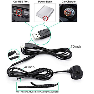 Polarlander 5V Car USB Wireless WiFi Blind Spot Front Rear Side View DVR Camera 1280 * 720 WiFi Car Camera for iPhone and Android by APP