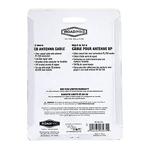 RoadPro RP-8X12CL Clear 12' CB Antenna with Mini-8 Coax Cable