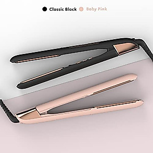 FUNTIN S10 Hair Straightener, Flat Iron - 100% Pure Titanium Flat Iron for straightening Curls Ion Inside 1 Inch (Baby Pink)