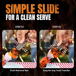 Metal Skewers for Kabobs - Shish Kabob Skewers for Grilling with Slider Plus Skewer Holder, 18" Long Flat Skewers for Kabobs 12" Kabob Rack Holds Stainless Steel Skewers for Grilling-Cooking With Fire