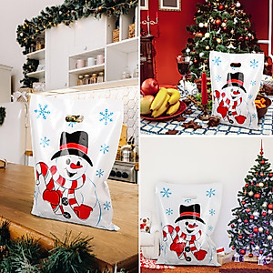 Tenceur 150 Pcs Christmas Jumbo Big Gift Bags 17 x 12 Inch Plastic Christmas Gift Wrapping Bags Large Christmas Bags for Gifts Presents Xmas Holiday Party Favor Goodie Storage (Snowman)