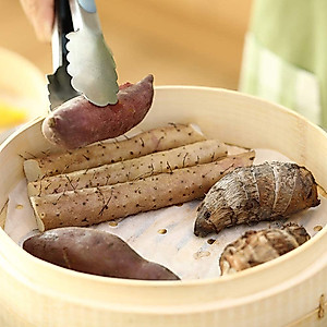 MineSign 100 Count Perforated Parchment Paper Bamboo Steamer Liners for 12 inch Air Fryer Parchment Paper