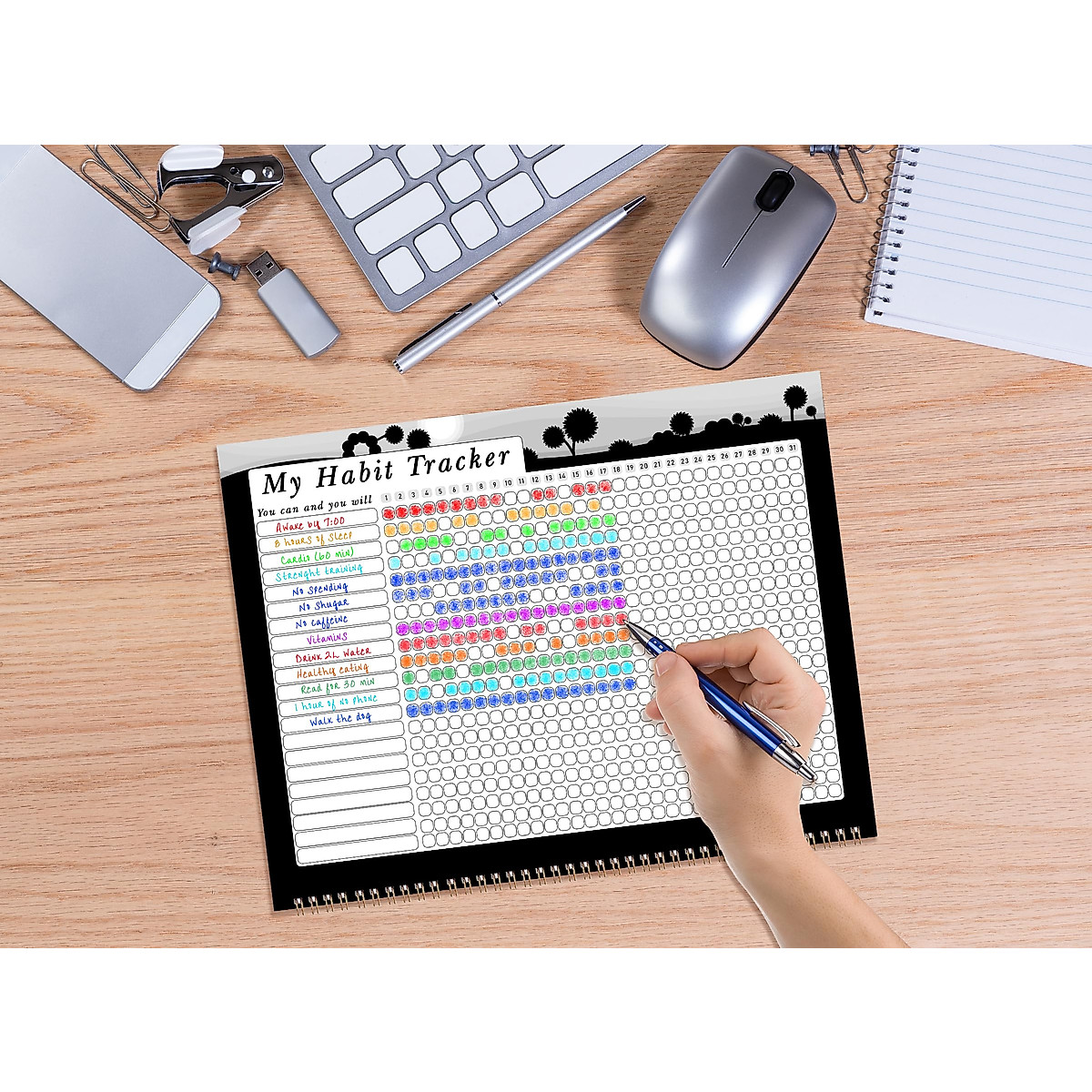 2025 Monthly Desktop/Wall Calendar/Planner - Habit Tracker - Daily, Weekly & Monthly Goal Motivational Habit Tracking Journal Inspirational - (Edition #015)