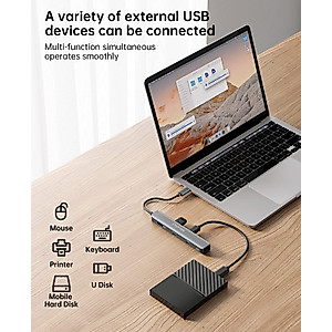 Teleadapt USB Type C Hub, 6-in-1 USB C HDMI Adapter with Ethernet, 5Gbps USB Type-C Data, 2 USB 3.0, USB Hub Power Delivery 100W Ideal for MacBook Pro/Air, iPad Pro, Dell XPS