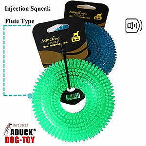 ADUCK Dog Squeaky Chew Toys for Aggressive Chewers Dental Teething Cleaning [Non-Toxic Soft Natural Rubber], Cute Crystal Ring Design -4.92 inches (Crystal Green)