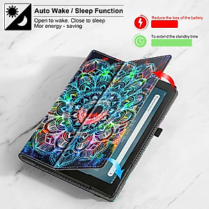 COOWPS Case for New Amazon Fire HD 8 & HD 8 Plus Tablet (12th/10th Generation, 2024/2022/2020 Release) - Slim Folding Stand Cover with Auto Wake/Sleep and Hand Strap, Mandala Flower