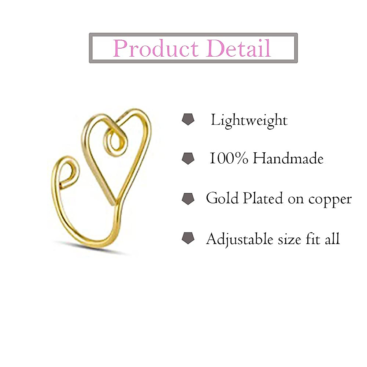 12 Pcs African Nose Cuff Non Piercing，Fake Nose Ring for Women, Nose Rings Hoop, Nose Ring Cuff Heart, Clip on Nose Ring