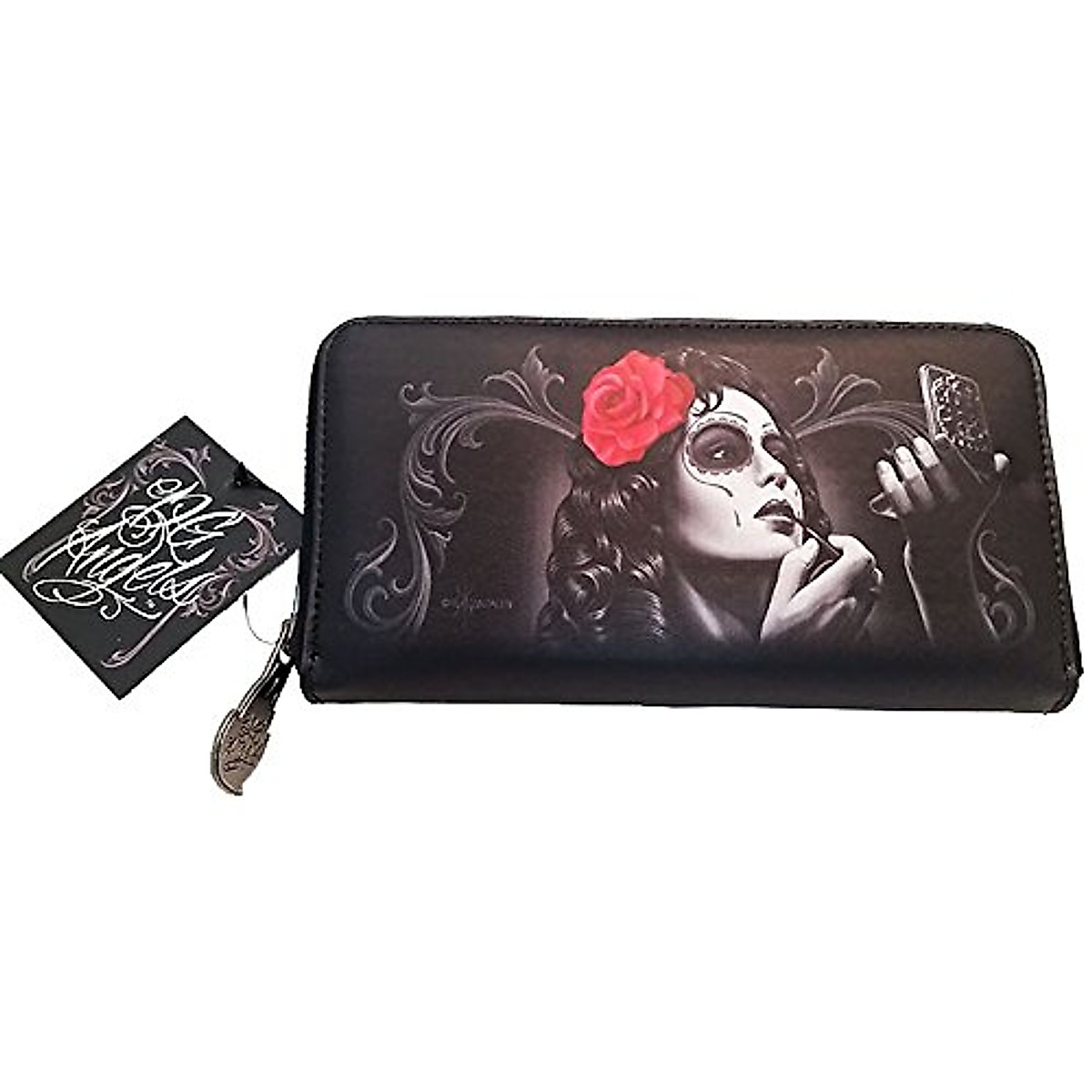 DGA Angels Day of the Dead Rockabilly Bonita Women's Clutch Zippered Wallet