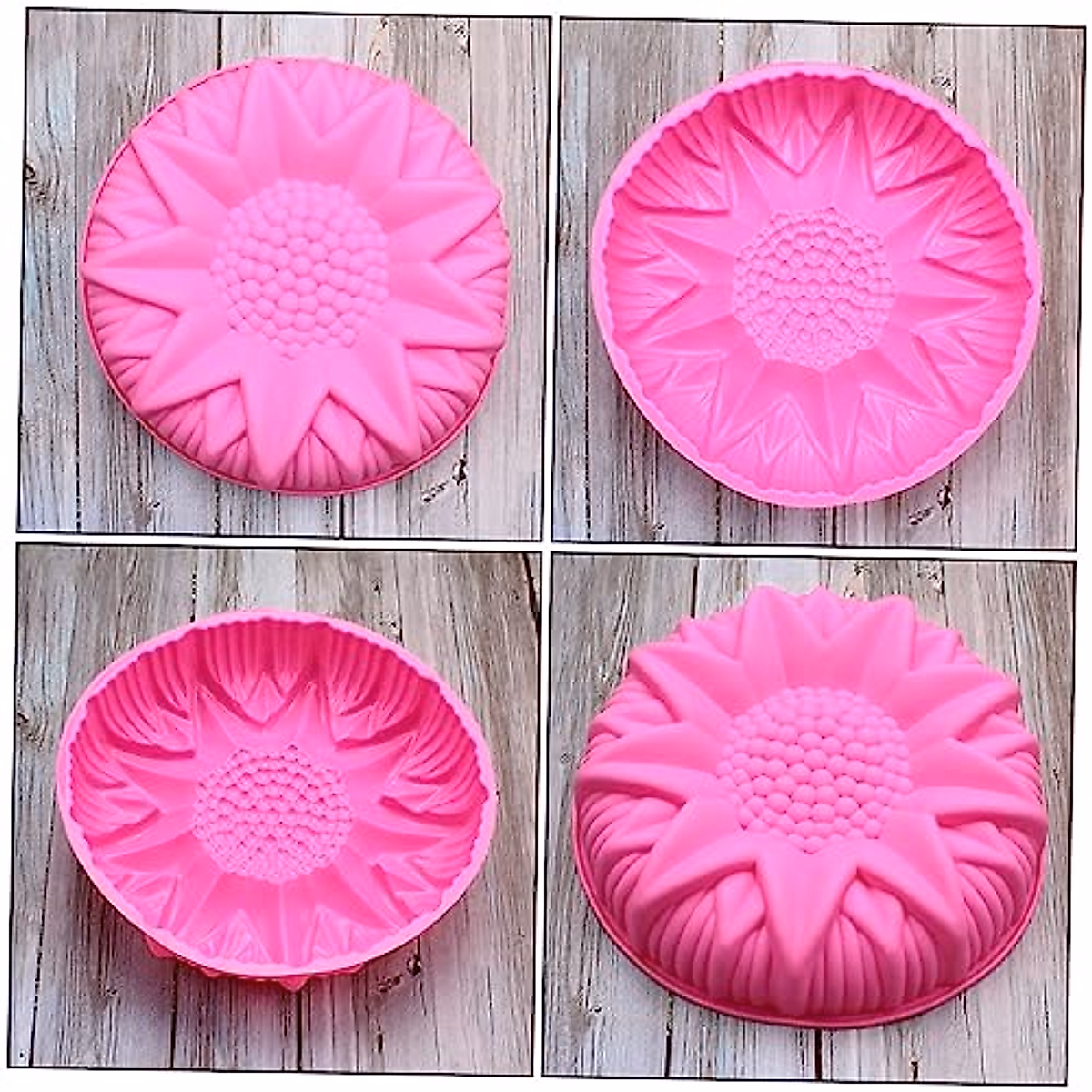 EXQUIMEUBLE 2pcs Sunflower Mold Silicone Cake Molds Silicone Bread Loaf Pan Cake Mould for Round Baking Pan Silicone Candy Mold Round Cake Pan DIY Baking Mold Household Baking Mold Large Rosy