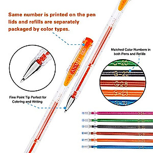 Gel Pens,Tanmit Gel Pens Set, 120 Colored Gel Pen plus 120 Refills for Adults Coloring Books, Drawing, Art Projects (No Duplicates)