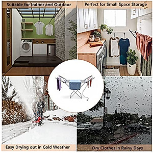 tonchean Heated Drying Rack Folding Electric Clothes Drying Rack, Collapsible Laundry Drying Rack, Free-Standing Heating Garment Dryer Towel Rail Space Saving for Home Indoor/Outdoor