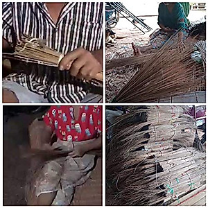 SN SKENNOVA - 1 Piece of 32 inch Multi-Surface Sturdy Outdoor Authentic Coconut Leaf Broom Asian Heavy Duty Broom Thai Natural Coconut Leaf Broom (Country Rustic)