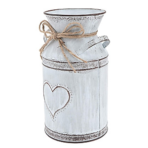 YARNOW Metal Flower Bucket Rustic Milk Jug French Buckets Decorative Milk Can Vintage Iron Flower Vase for Home Garden Decor