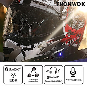 THOKWOK Motorcycle Bluetooth Headset,New Version BT-S3 1000m Helmet Bluetooth Intercom, Motorcycle Bluetooth Communication System for Ski/ATV/Dirt Bike Up to 3 Riders(Boom Microphone, Pack 1)