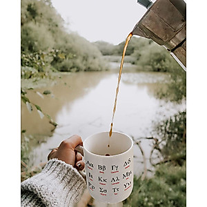 TWISTED ENVY Greek 24 Alphabet Educational 15 OZ Ceramic Mug for Coffee, Tea - Greek Letters Education Novelty Cup for Students, Teacher, Friends, Funny Gifts
