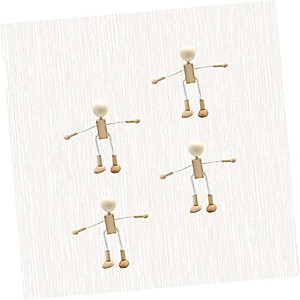 SEWACC Toddler Toys 28 Pcs DIY Educational Action Figure Wooden peg Doll Cake Topper Unfinished Wooden People Dolls Painted Craft Wooden Shapable Robot Wood Grain Crafts Shelf Mannequin