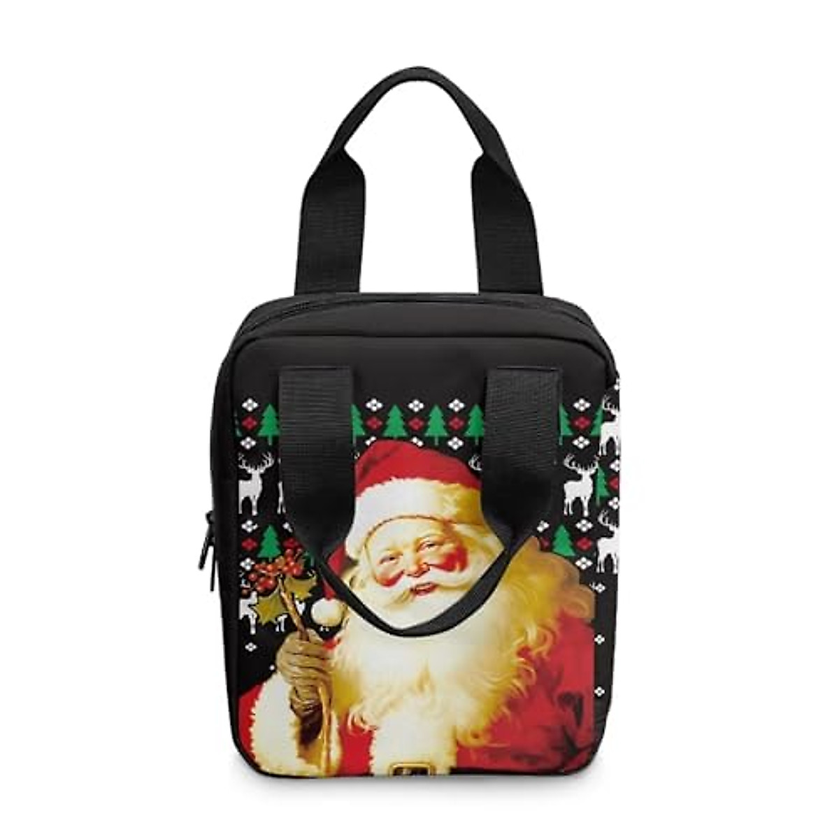 Poceacles Bible Cover Christmas Santa Claus Bible Case for Women Bible Case Bible Covers, Tote Bible Bag, Bible Carrying Case for Men with Zipper Pocket