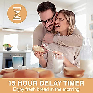 Pohl Schmitt Stainless Steel Bread Machine Bread Maker, 2LB 17-in-1, 14 Settings Incl Gluten Free & Fruit, Nut Dispenser, Nonstick Pan, 3 Loaf Sizes 3 Crust Colors, Keep Warm, and Recipes