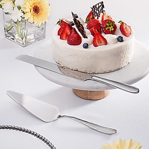 Hudson Essentials 9-Piece Bergamo Hammered 18/10 Stainless Steel Hostess Serving Utensil Set - Flatware Silverware with Wedding Cake Knife & Cake Server - Perfect for Weddings, Engagements and Parties