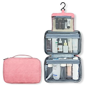 Lohifor Travel Toiletry Bag, PU Leather Waterproof Toiletry Bag for Travel Accessories, Ideal Toiletries Bag for Women and Men, Coral Orange