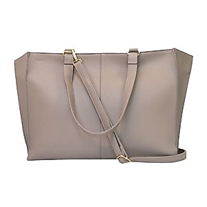 MERSI Paloma Carry-All Tote Purse - Faux Leather Tote Bag With Convertible Luggage Sleeve & Removable Shoulder Strap - Vegan Leather Tote Bag For Women - (11.5”H x 20.75”L x 4.25”D, Taupe)