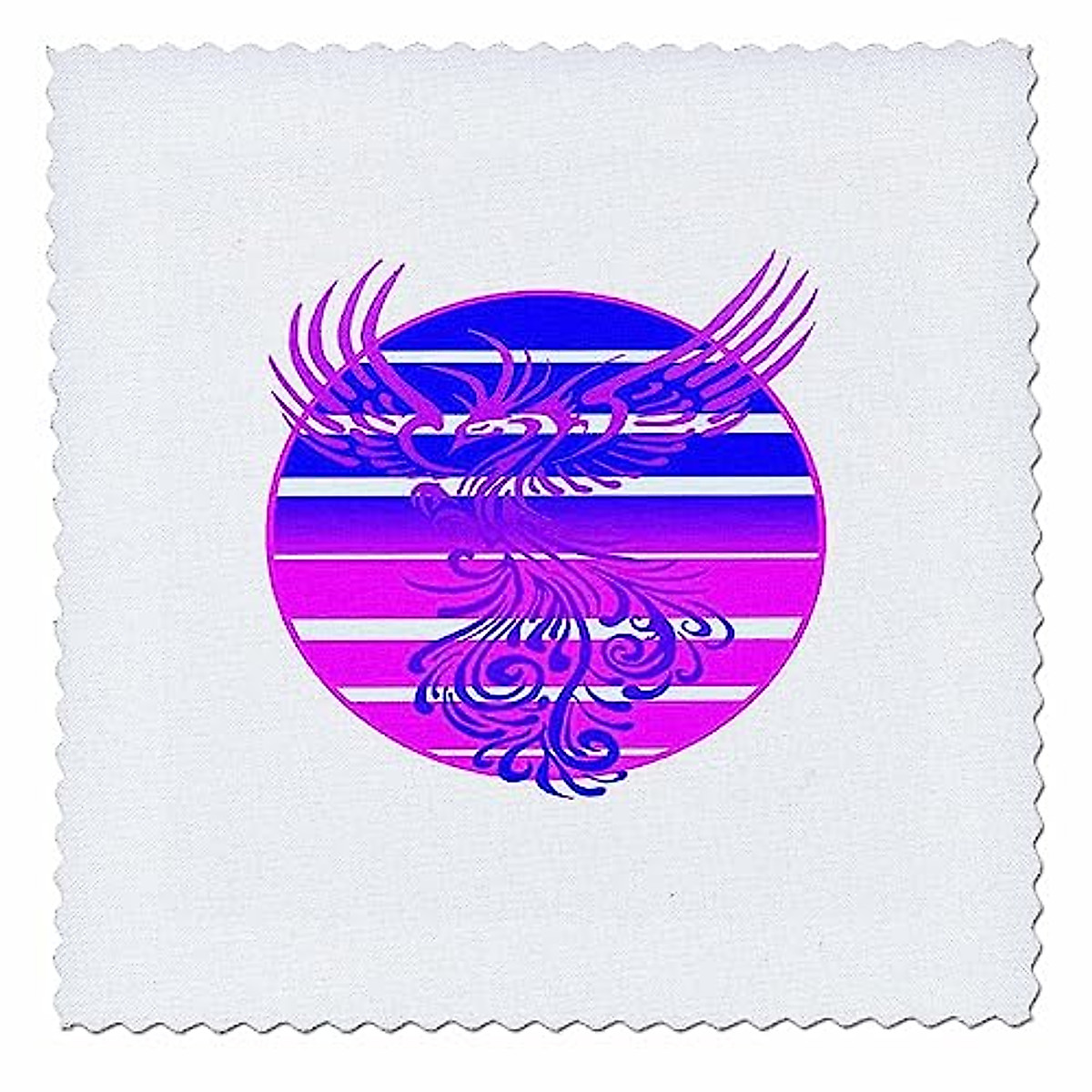 3dRose Arising Anew Phoenix and Retro Sunrise Vector Art Blue Pink - Quilt Squares (qs-371412-9)
