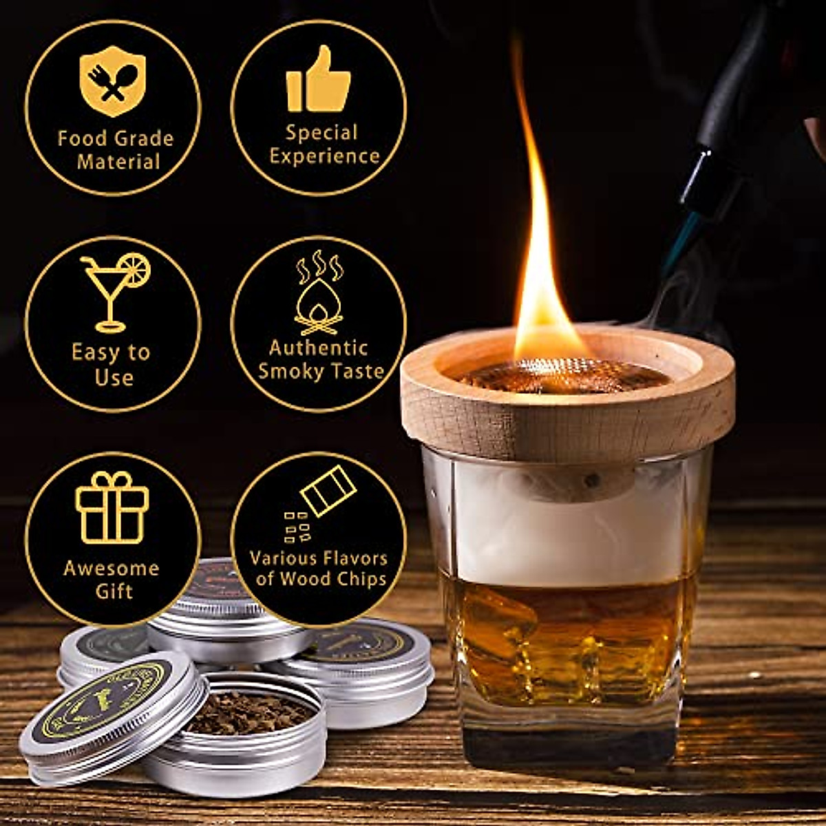 Fathers Day Gifts From Daughter - Grandpa Fathers Day Gifts, Funny Bourbon Fathers Day Gifts For Men Old Fashioned Smoker Kit With Wood Chips For Whiskey, Drink, Unique Birthday Gifts Ideas For Papa